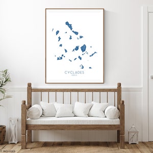 Cyclades Map of the Cyclades Islands, Cyclades Greece Art Print, Greek ...