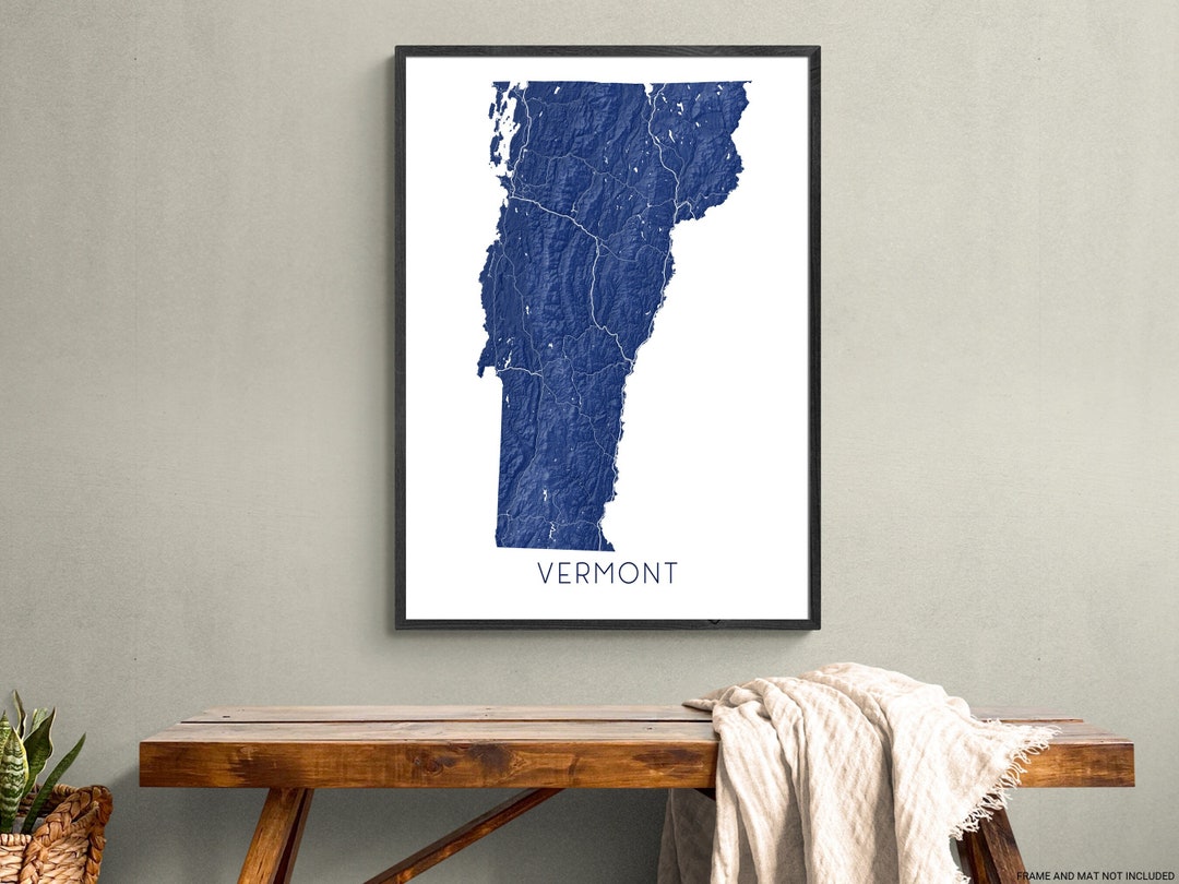 Vermont Map Print and Vermont Poster Map Artwork for Vermont Gifts and ...