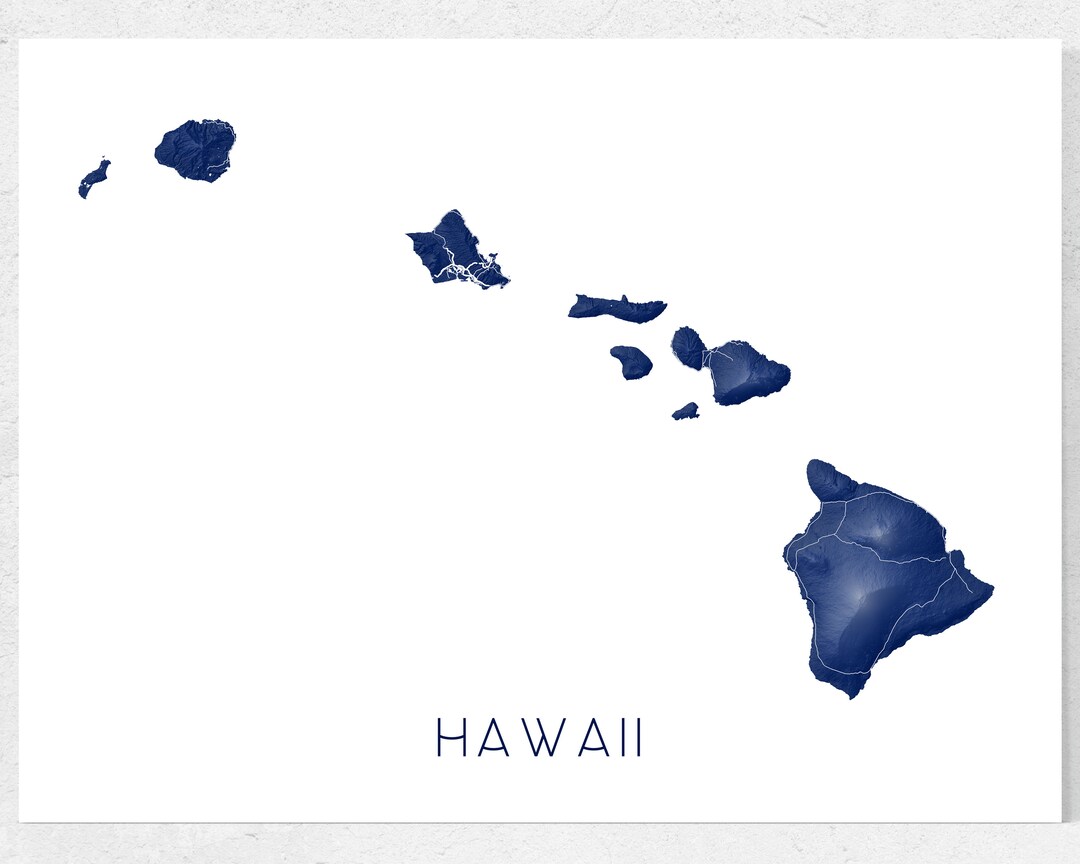 Hawaii Map Poster and Hawaiian Decor for Map of Hawaii Wall - Etsy
