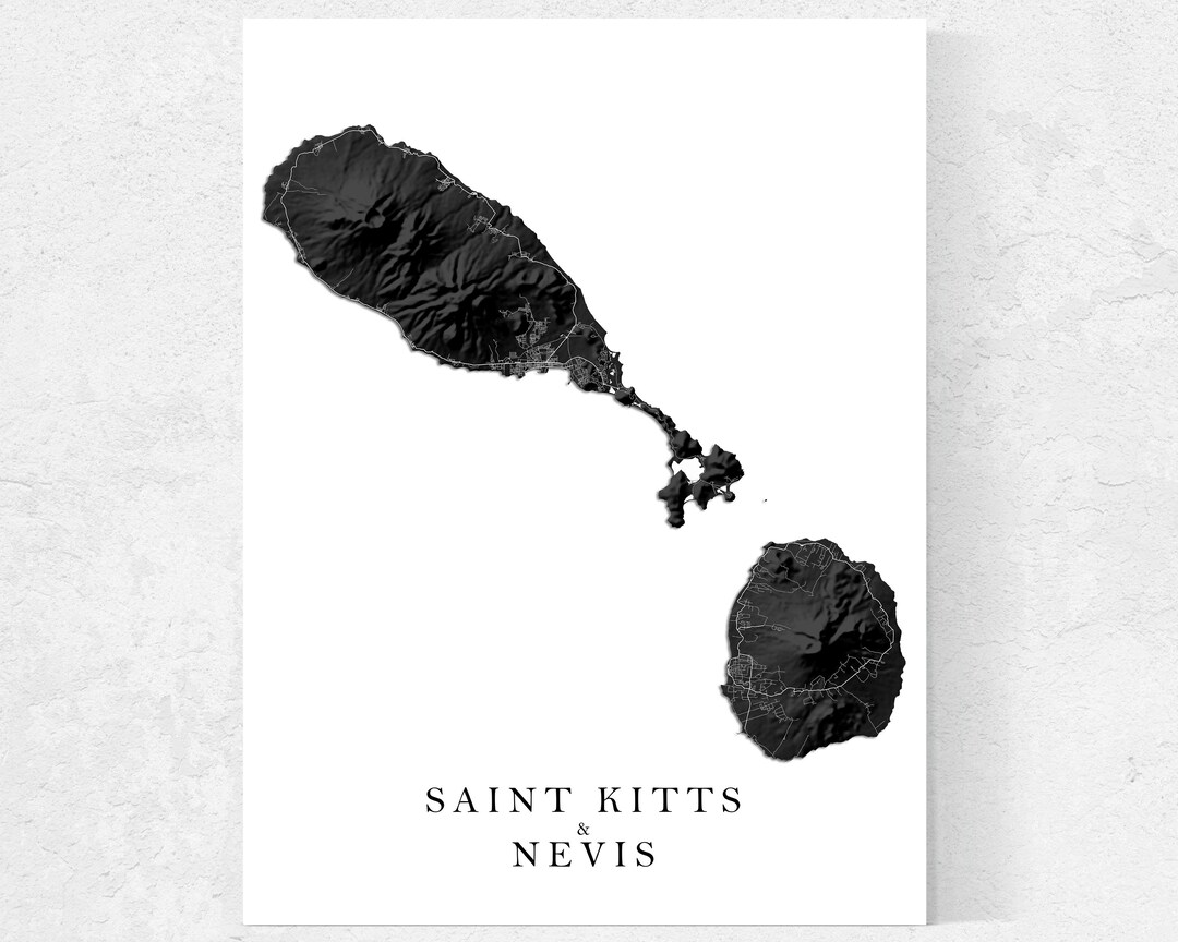 St Kitts and Nevis Map Print Poster Saint Kitts and Nevis - Etsy