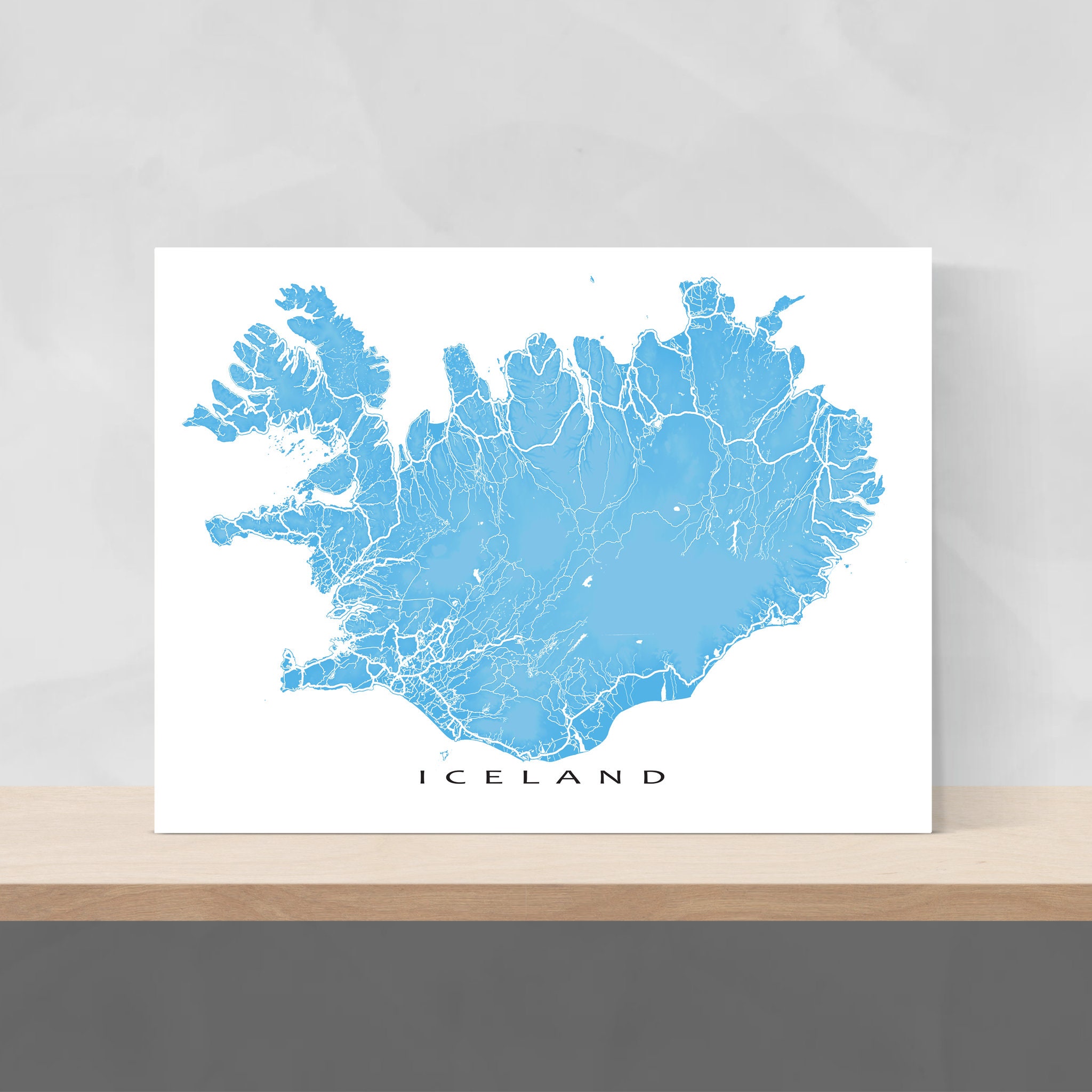 Iceland Map Print Travel Wall Art Poster Icelandic Decor | Etsy