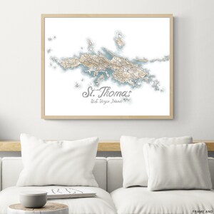 St Thomas USVI Map Print, Watercolor Style Contour Wall Art Poster - Etsy
