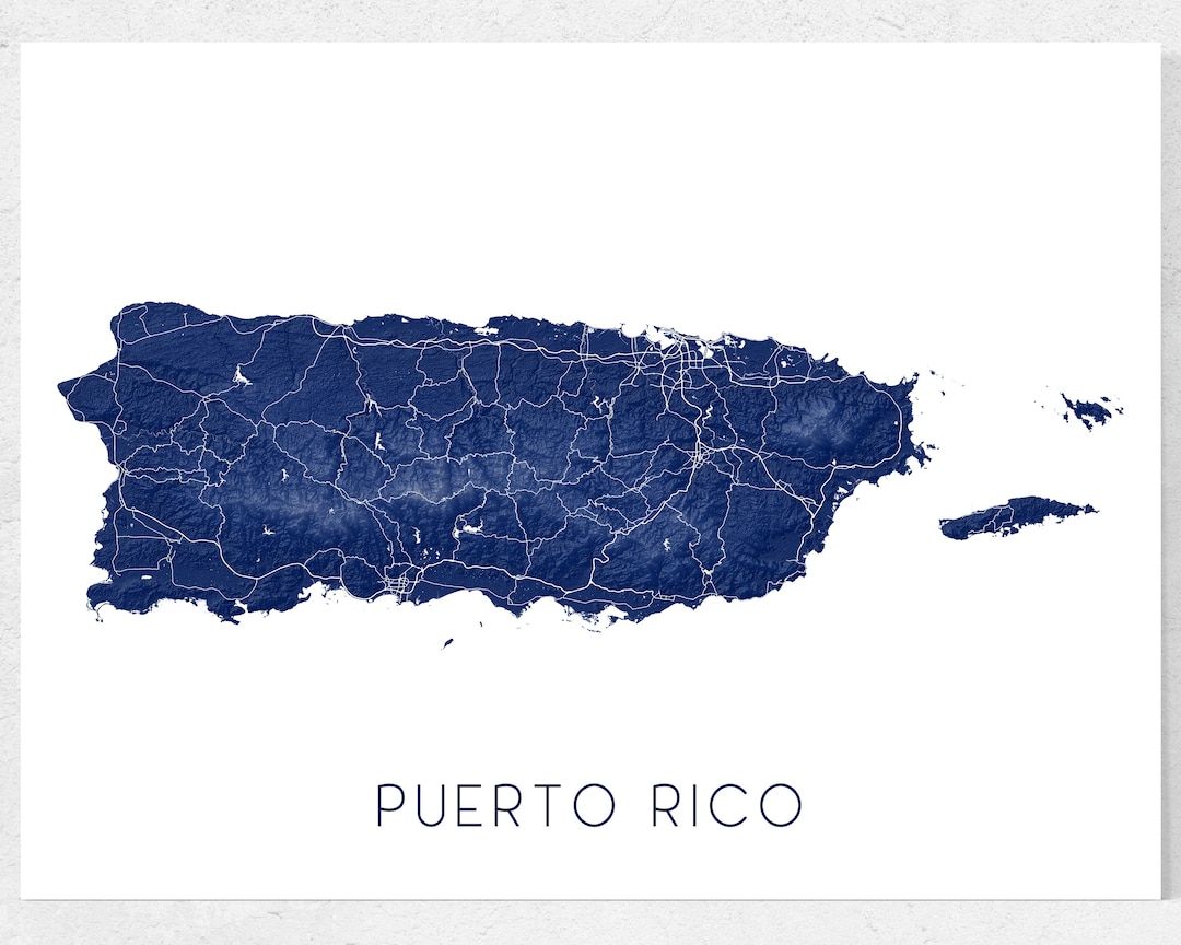 Puerto Rico Map of Puerto Rico Wall Art Prints, Puerto Rico Decor ...