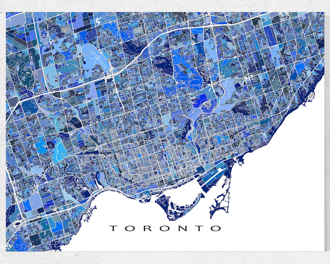 Toronto Map Print and Toronto Canada Poster for Blue Geometric - Etsy