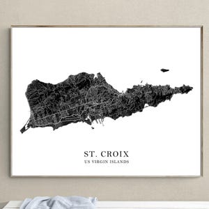 St Croix Map of St Croix USVI Wall Art Print, Saint Croix US Virgin ...