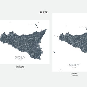 Sicily Italy Topographic Map Print: Landscape Wall Art Poster - Etsy