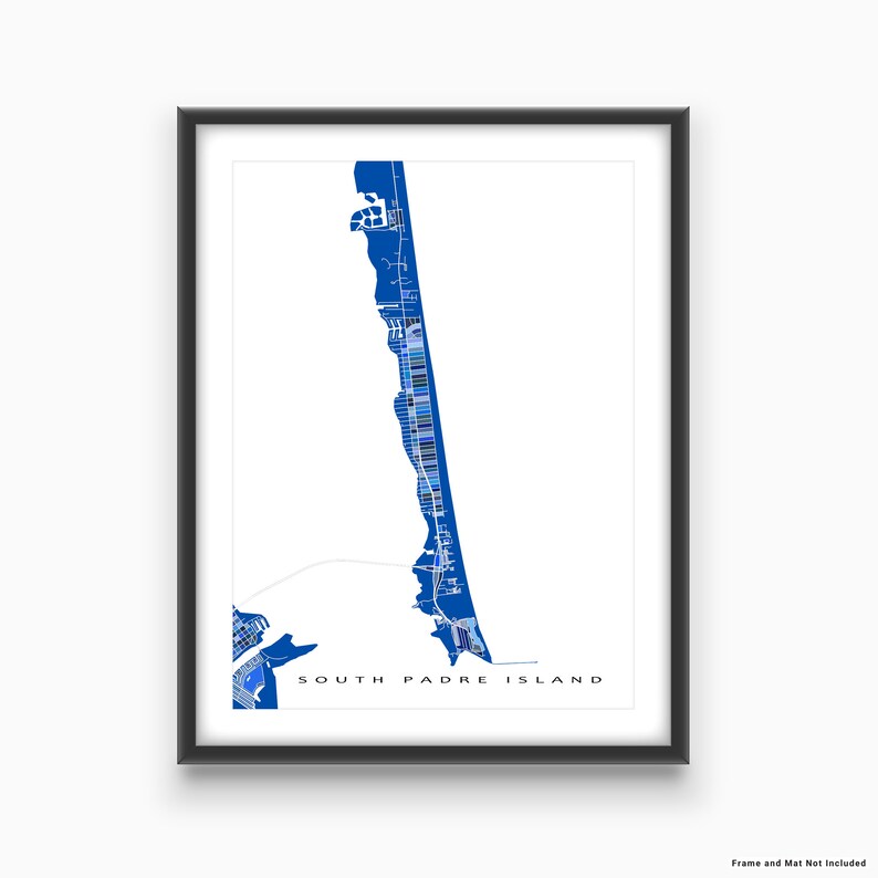 South Padre Island Map Print and Blue Geometric South Padre | Etsy