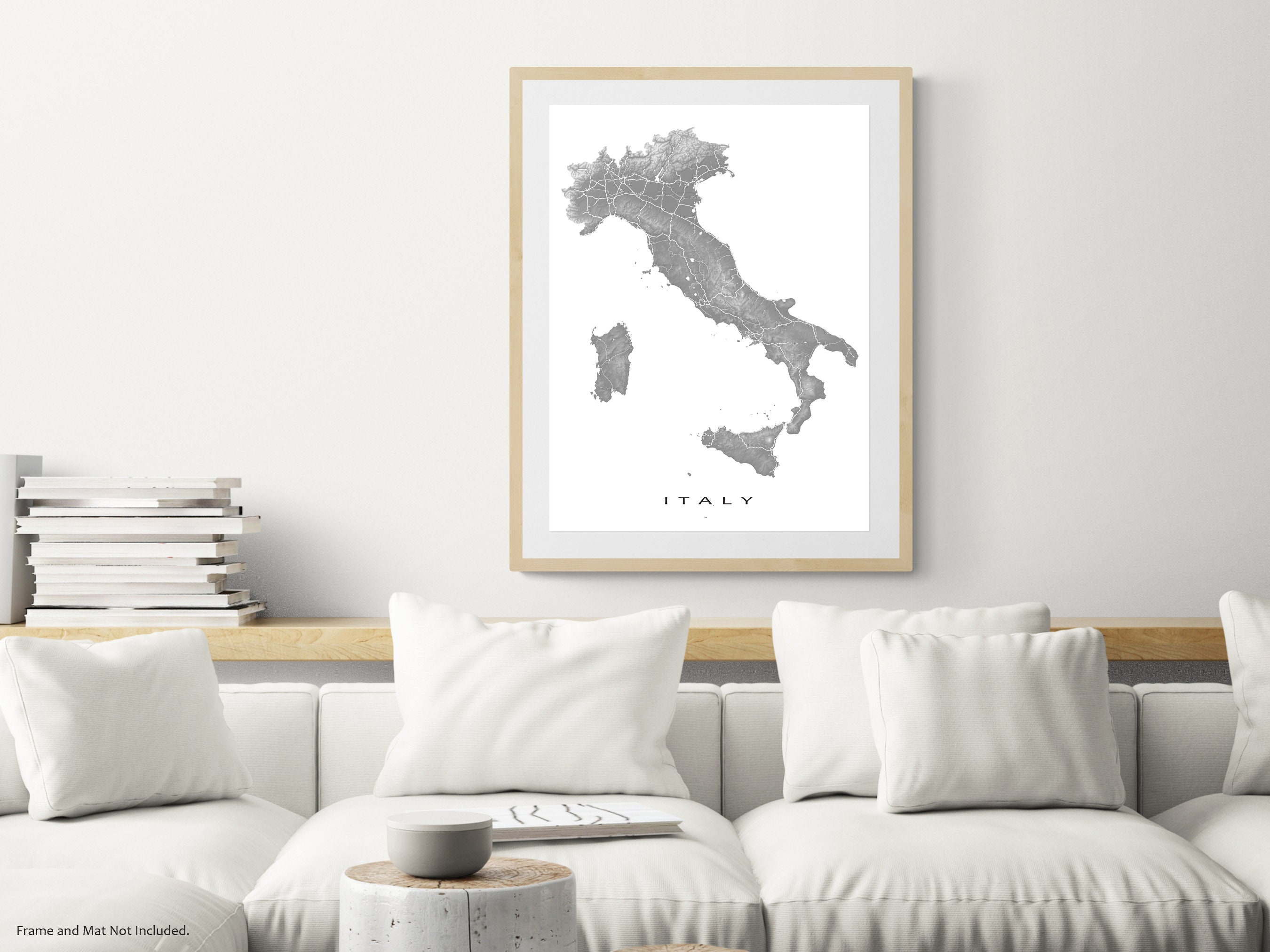 Italy Map Wall Art Print Italy Poster Italy Wall Decor - Etsy