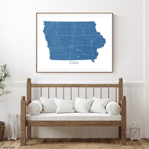 Iowa Map Print, Topographic Map of Iowa Wall Art Poster, IA State Road ...