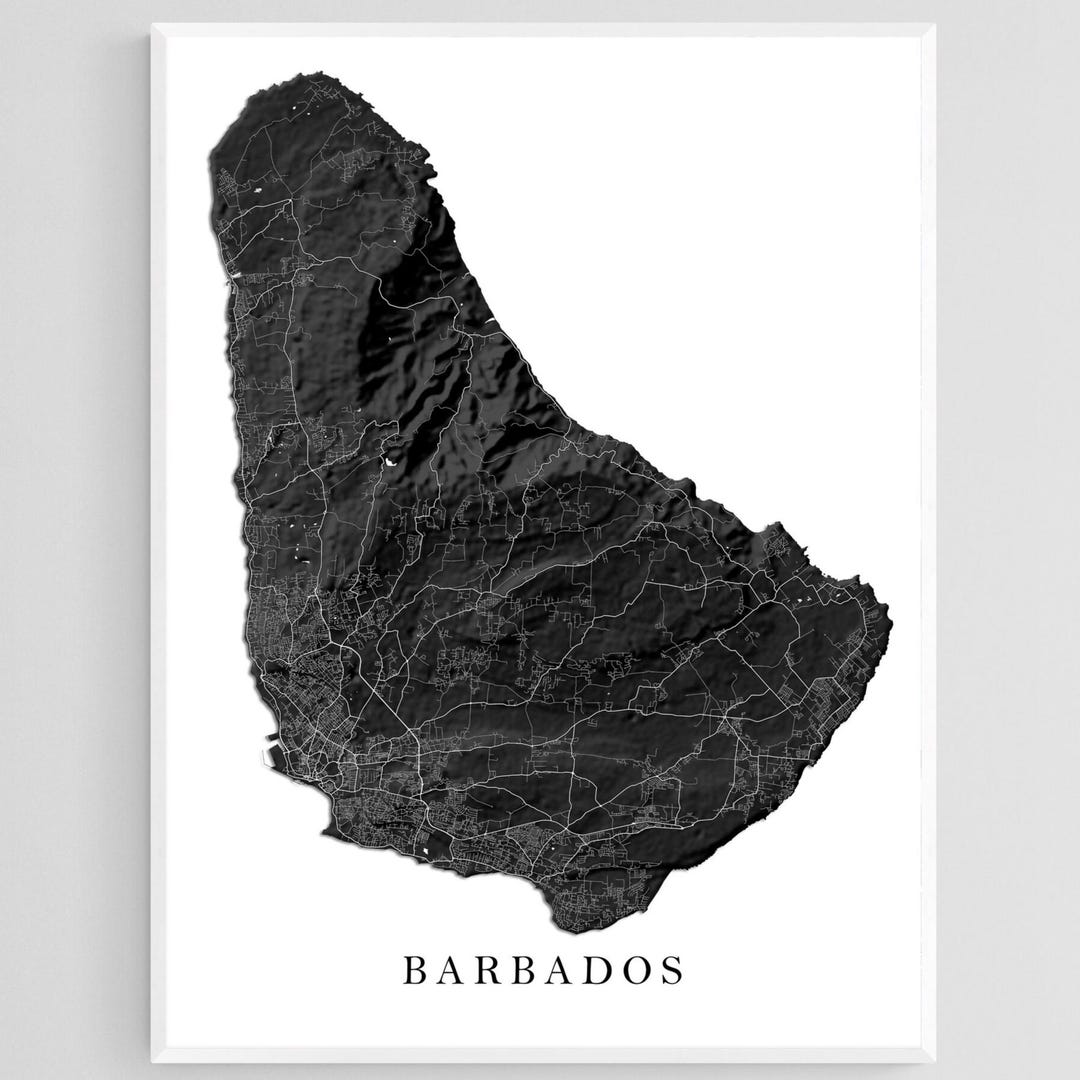 Barbados Map Print Poster, Map of Barbados Island Wall Art Prints ...
