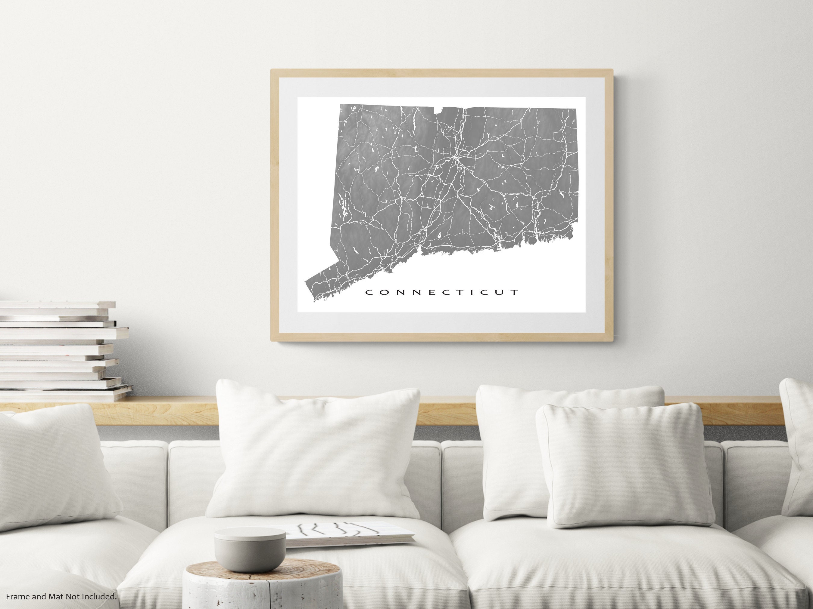 Connecticut Map and Connecticut Art Print for Connecticut - Etsy