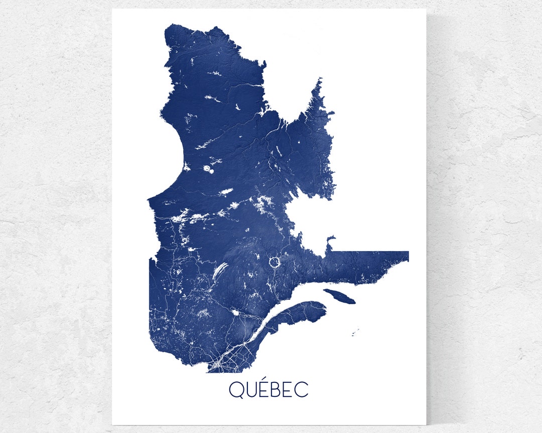 Quebec Art Print Quebec Map of Quebec Canada Topographic - Etsy