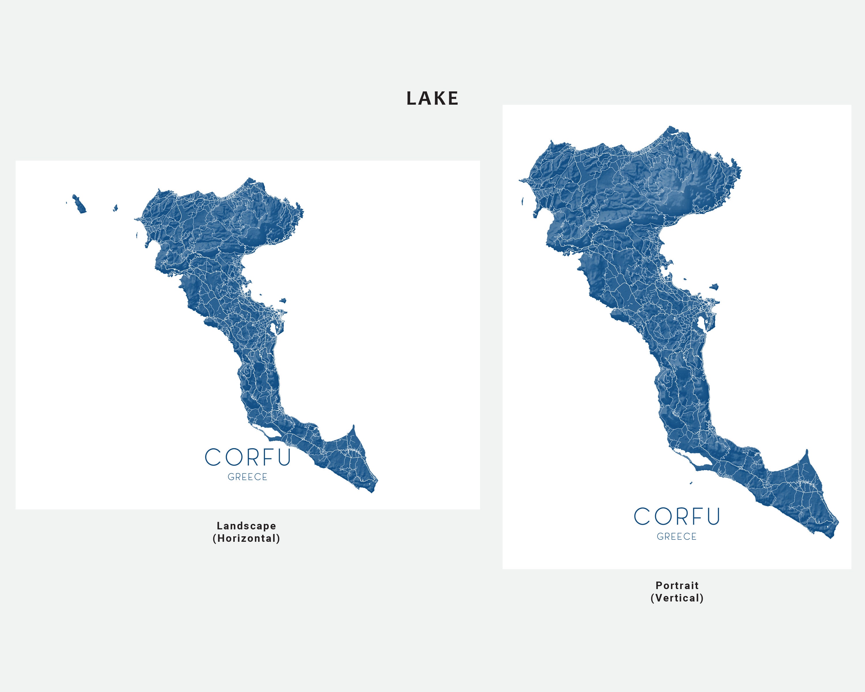 Corfu Map of Corfu Greece Art Print Corfu Poster Maps Topo - Etsy Canada