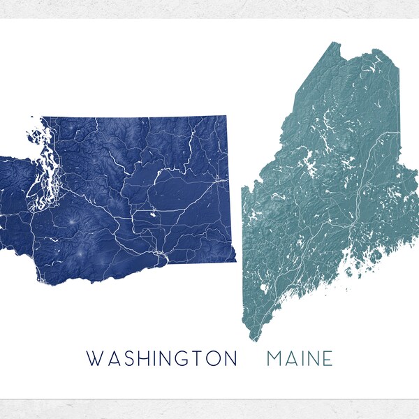 Two State Map - Etsy