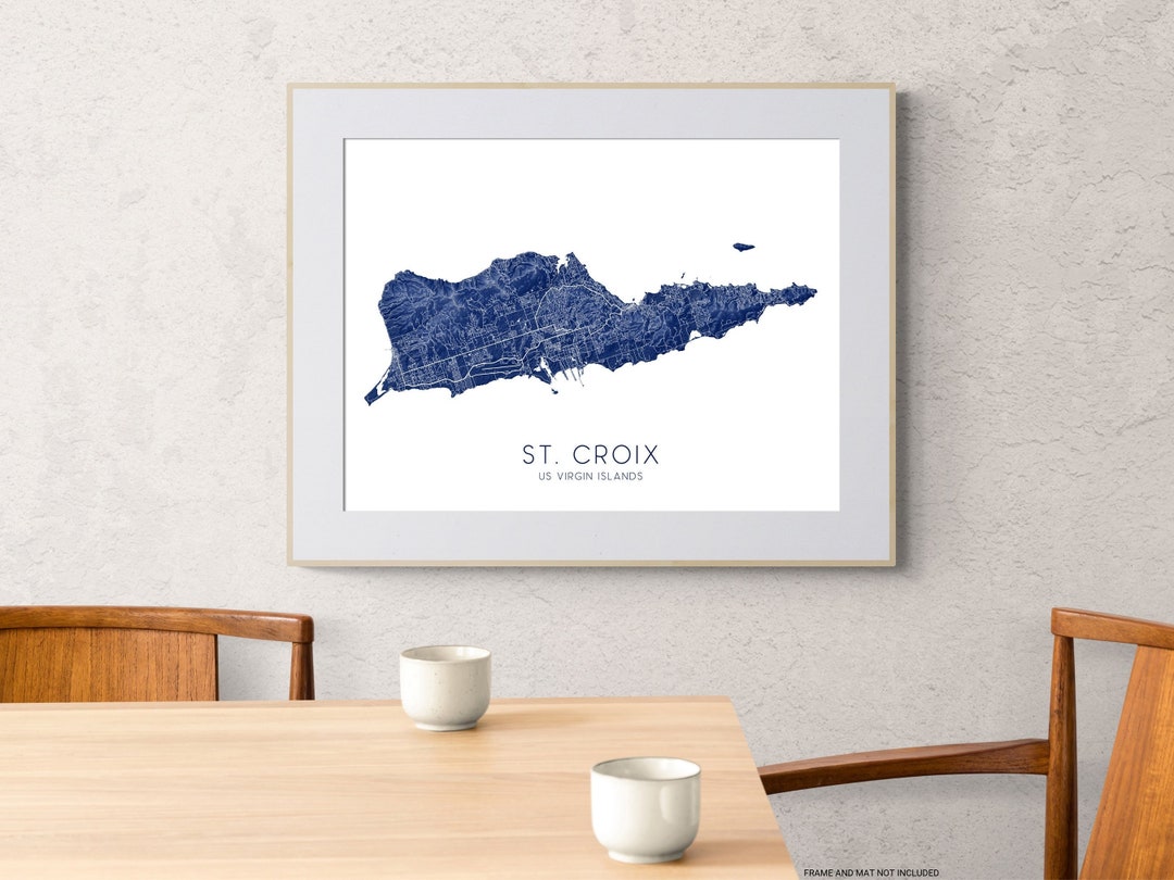 St Croix Map of Saint Croix US Virgin Islands Wall Art Print, 3D ...