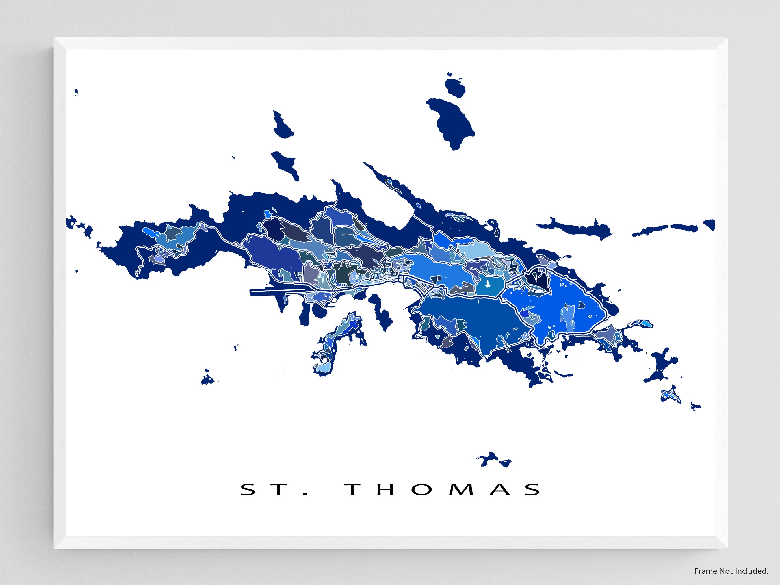 St. Thomas Map of St Thomas USVI Maps, Geometric Blue St. Thomas Virgin ...