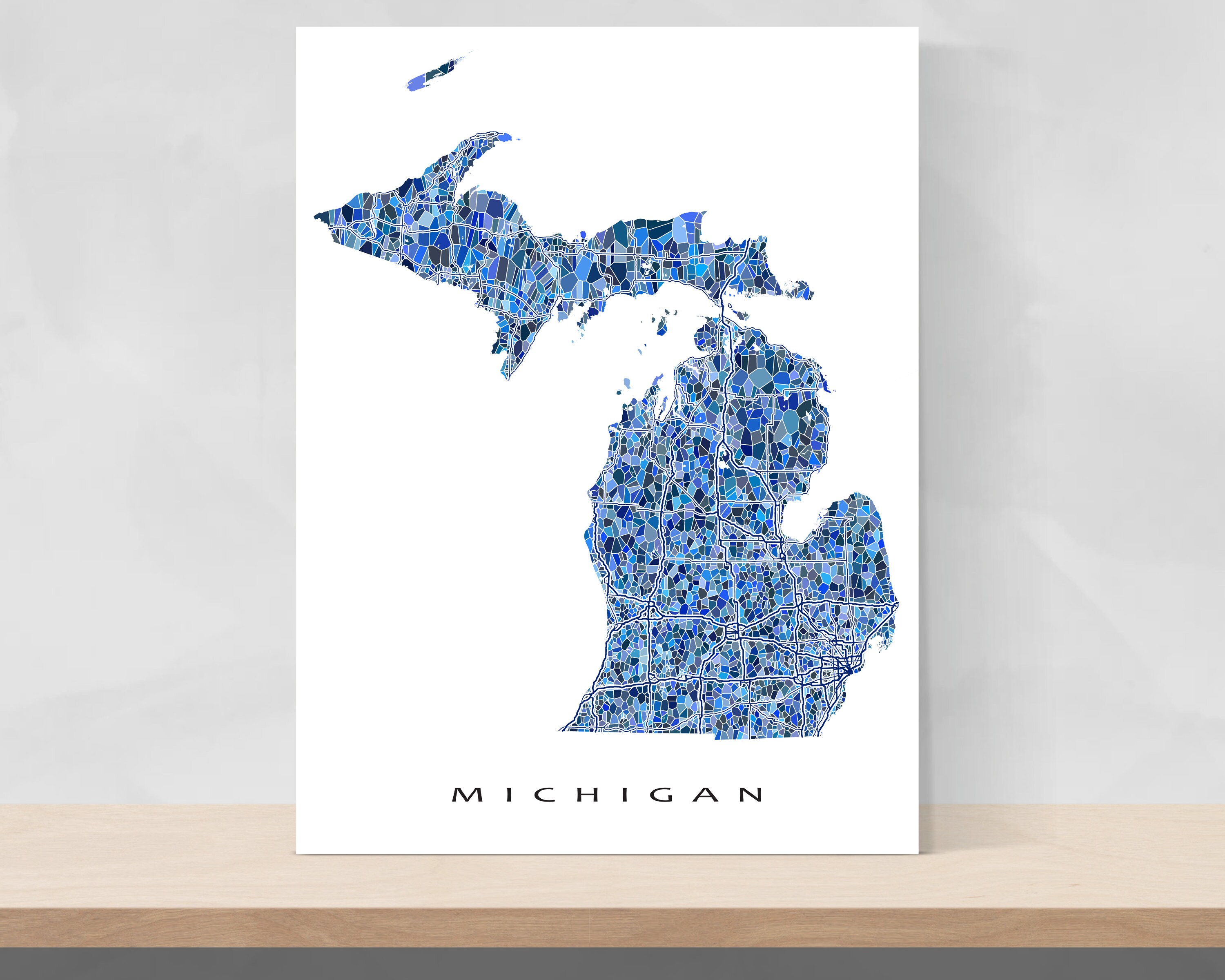Michigan Map Prints Michigan State Maps Map of Michigan - Etsy