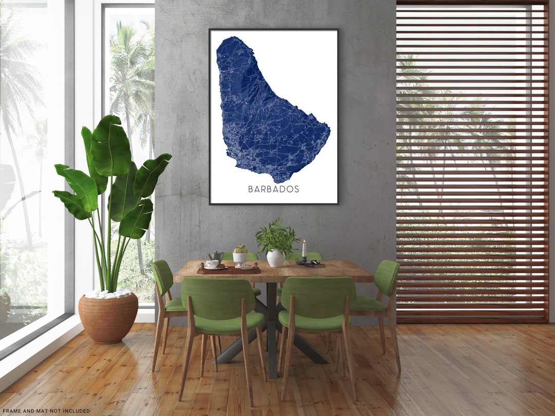 Barbados Map Print, Barbados Art Prints, Topographic Map of Barbados ...