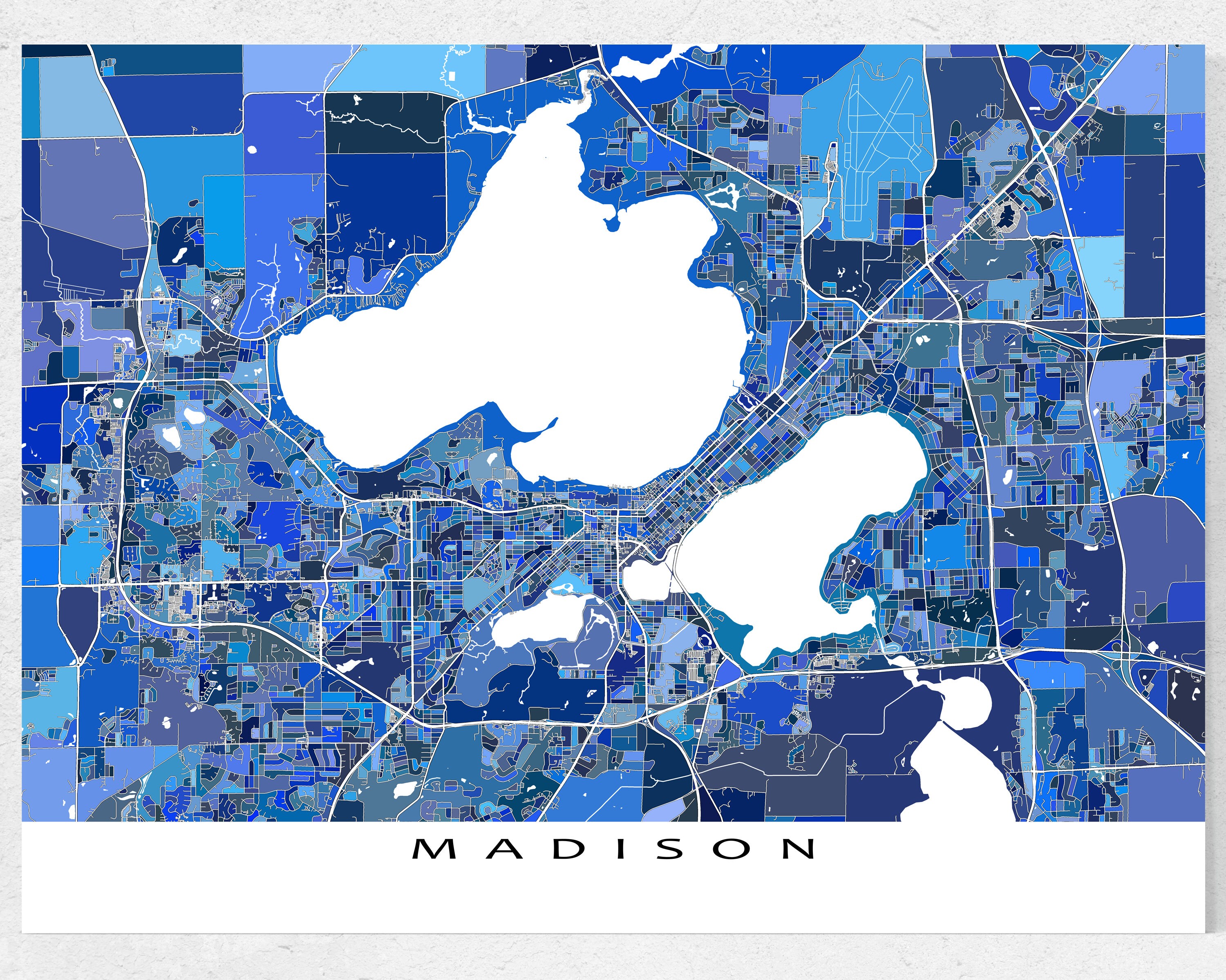 Madison WI Map Poster Map of Madison Art Print for Blue - Etsy Canada
