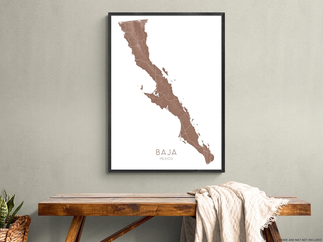 Baja California Map of Baja Map Wall Art Print, Topographic Landscape ...