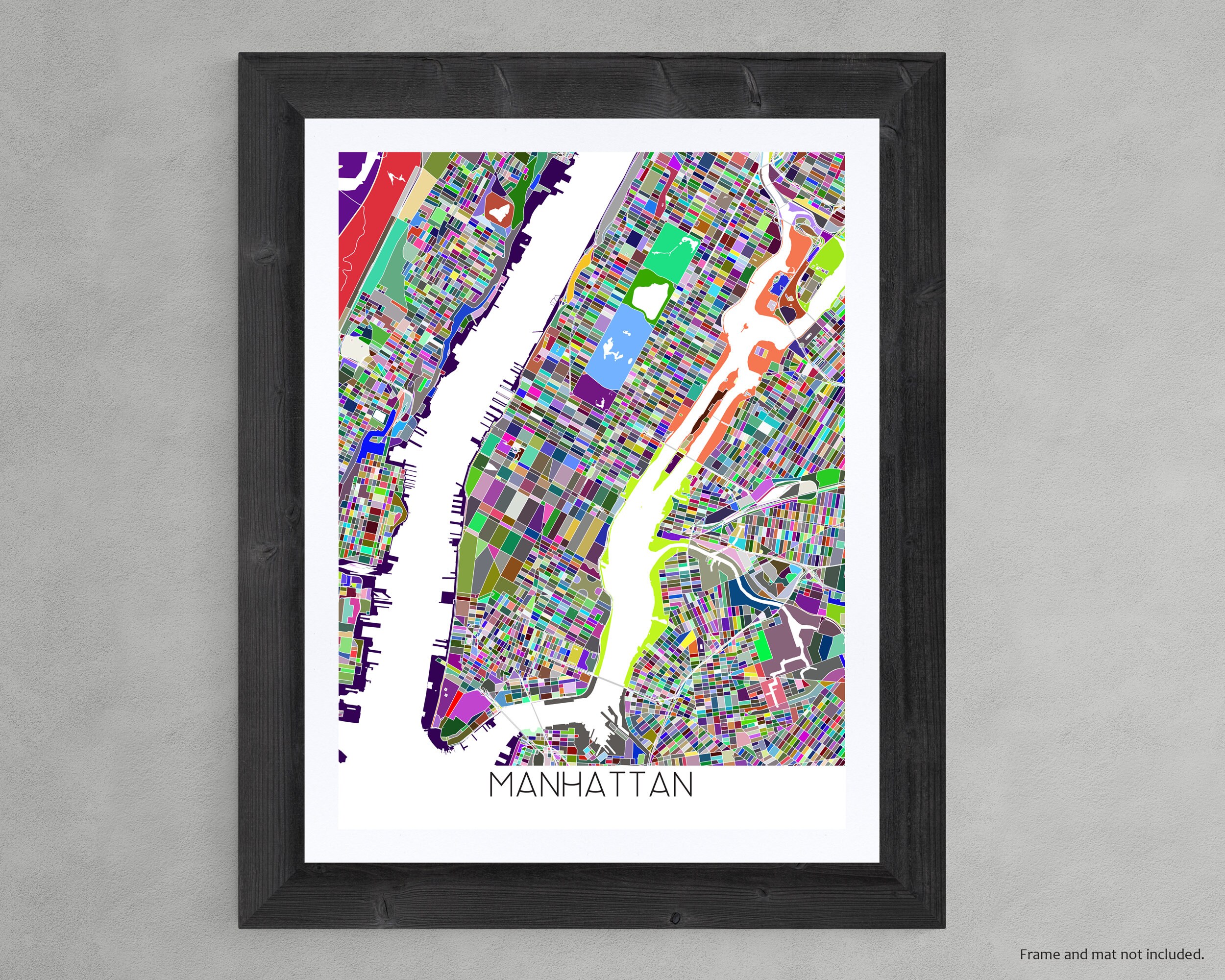 Manhattan New York City Street Map Print Colorful Geometric - Etsy