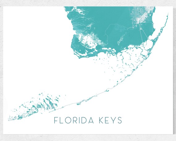 Florida Keys Art Posters Prints Florida Keys Map of Florida | Etsy