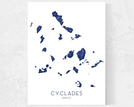 Cyclades Map of the Cyclades Islands Cyclades Greece Art | Etsy