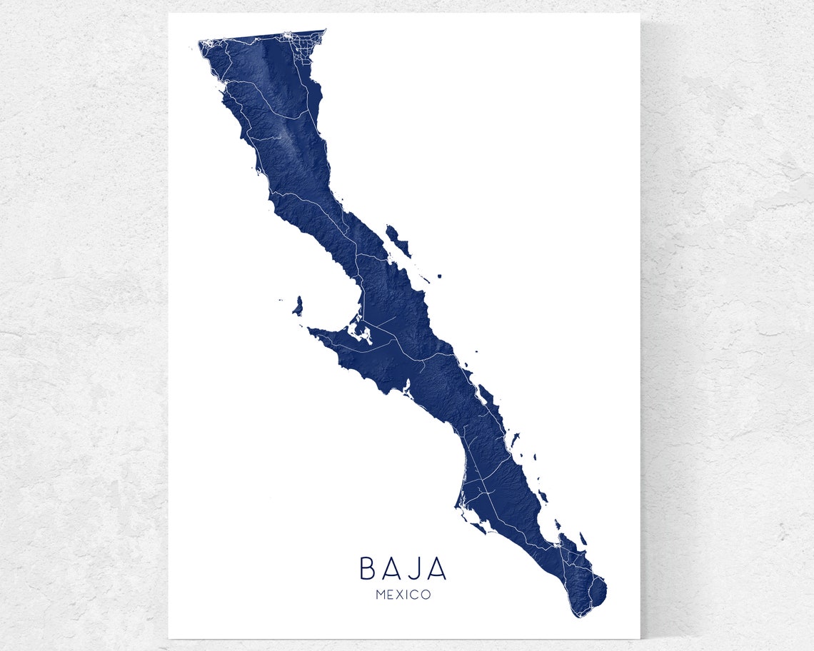 Baja California Map of Baja Map Print Topographic Baja Mexico | Etsy