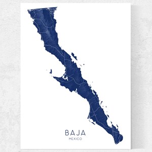 Baja California Map of Baja Map Print Topographic Baja Mexico | Etsy