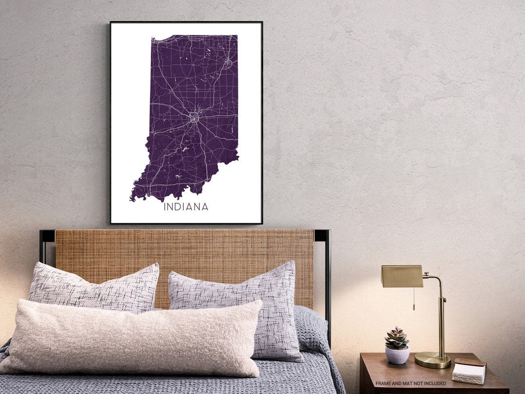 Indiana Map of Indiana Art Print Poster, Personalized 3D Topographic IN ...