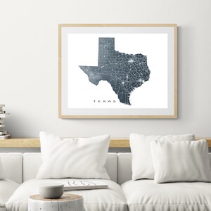 Texas Map, Texas Print, TX State Wall Art Print, Outline Map Poster ...