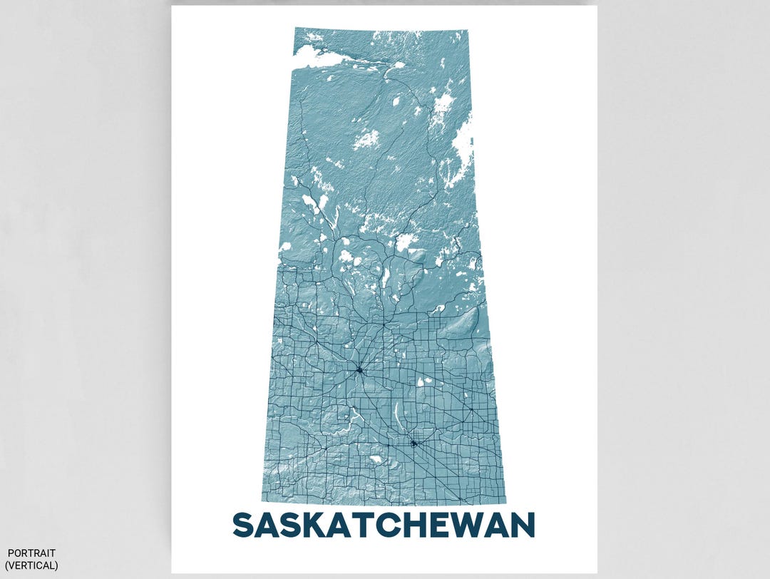 Saskatchewan Canada Map Wall Art Print Poster With Landscape ...