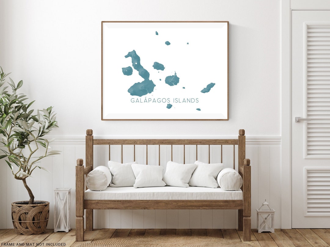 Galapagos Islands Ecuador Map Wall Art Print Poster, Topographic Street ...