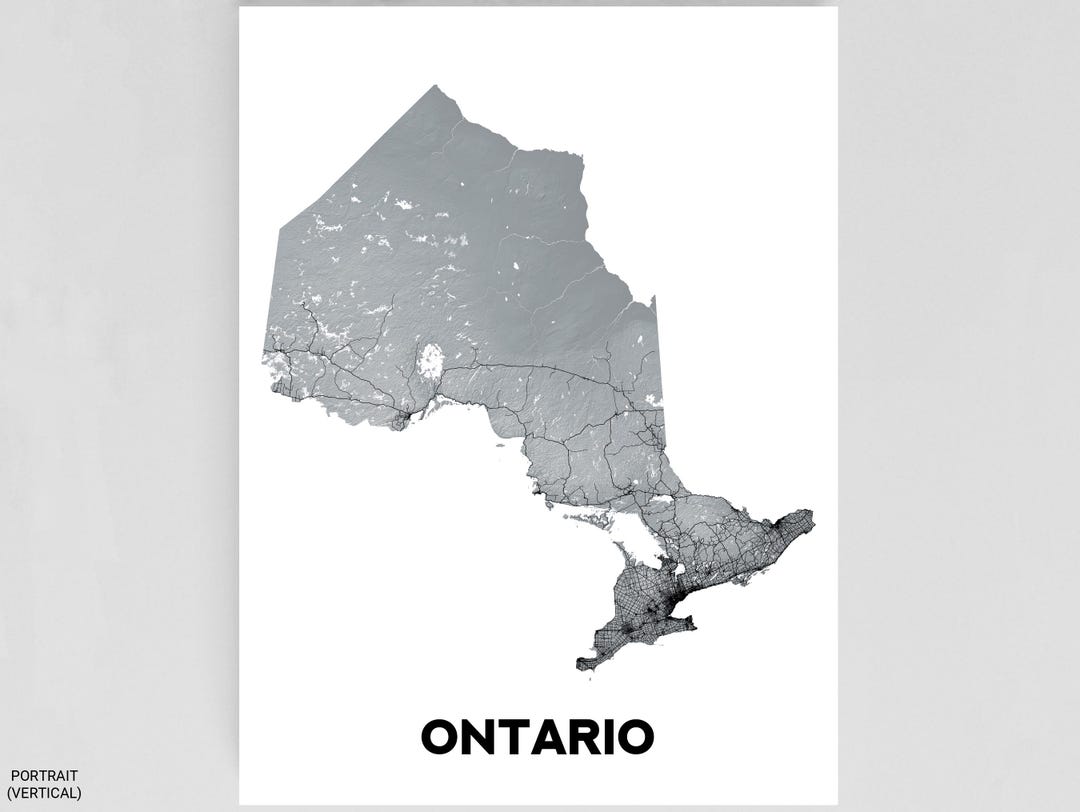 Ontario Topographic Map Print, Canada Province Art - Etsy