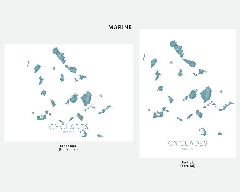 Cyclades Map of the Cyclades Islands, Cyclades Greece Art Print, Greek ...
