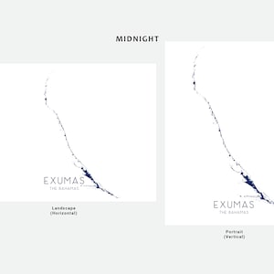 Exuma Bahamas Map of the Exumas Islands, the Bahamas Art Print for Home ...