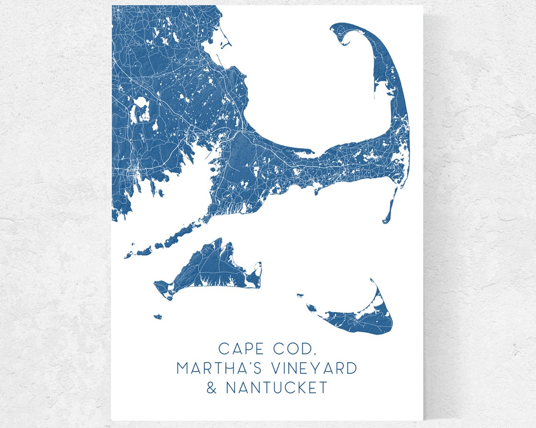Cape Cod Art Print and Cape Cod Map Nantucket Map Art Prints - Etsy
