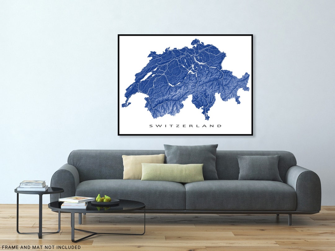 Switzerland Map Print and Map of Switzerland Art Prints With ...