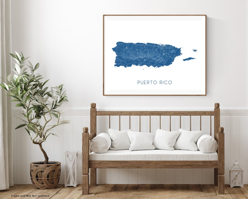 Puerto Rico Map of Puerto Rico Wall Art Prints Puerto Rico | Etsy