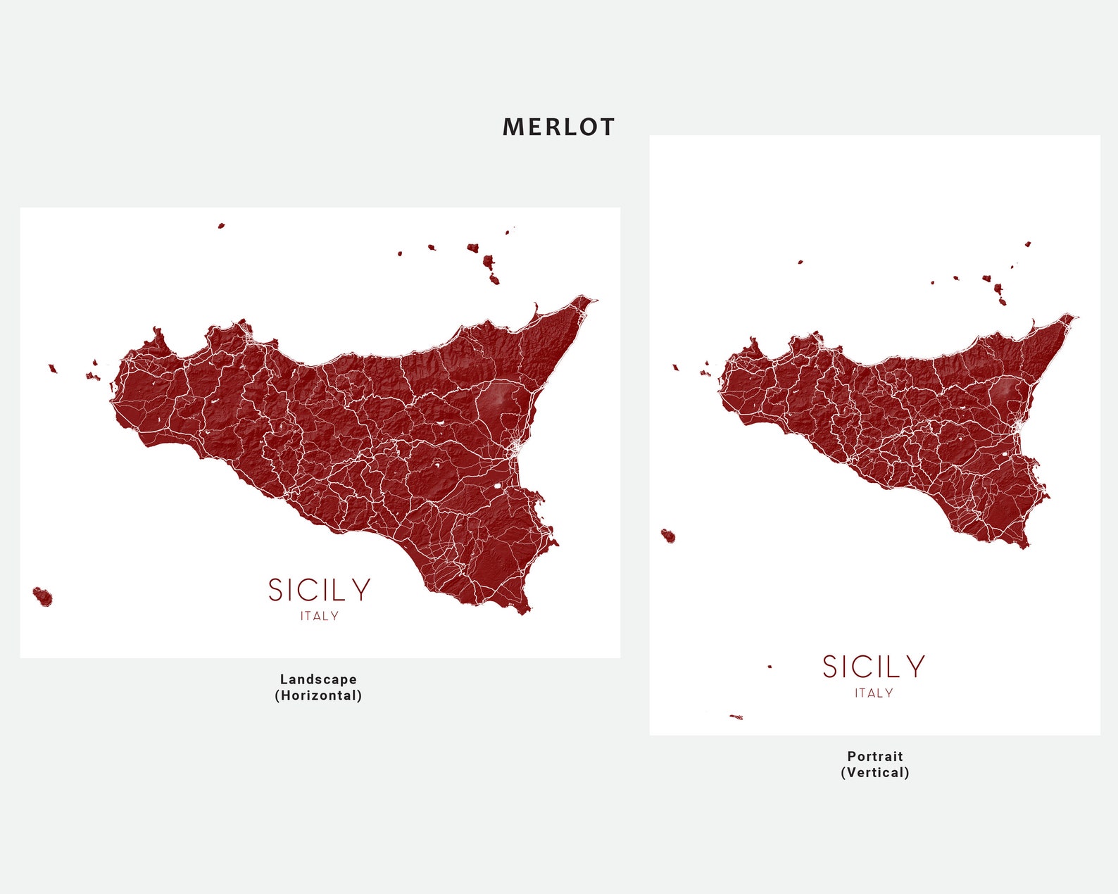Sicily Italy Topographic Map Print: Landscape Wall Art Poster - Etsy