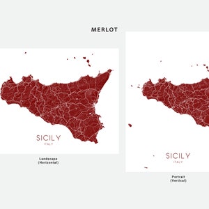 Sicily Map of Sicily Italy Wall Art Print Poster, 3D Topographic ...