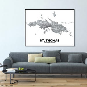 St Thomas Map of Saint Thomas US Virgin Island Wall Art Print Poster ...