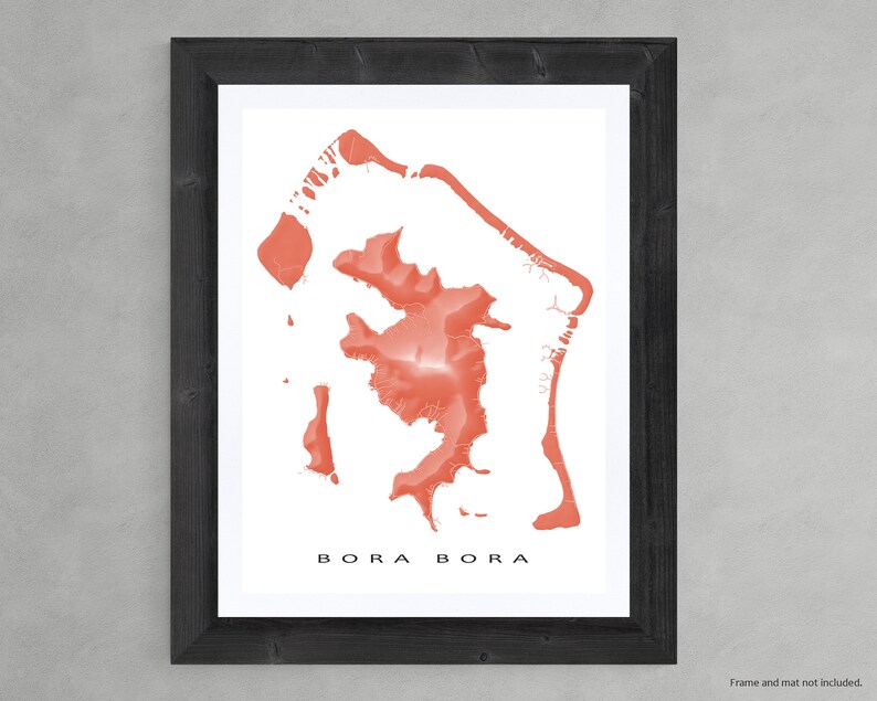 Bora Bora Map Print French Polynesia Tropical Island Art | Etsy