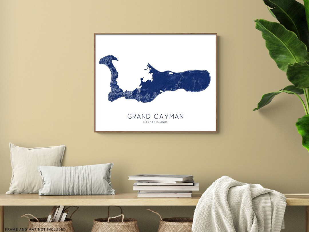 Grand Cayman Map Print and Cayman Islands Map Poster for Grand Cayman ...