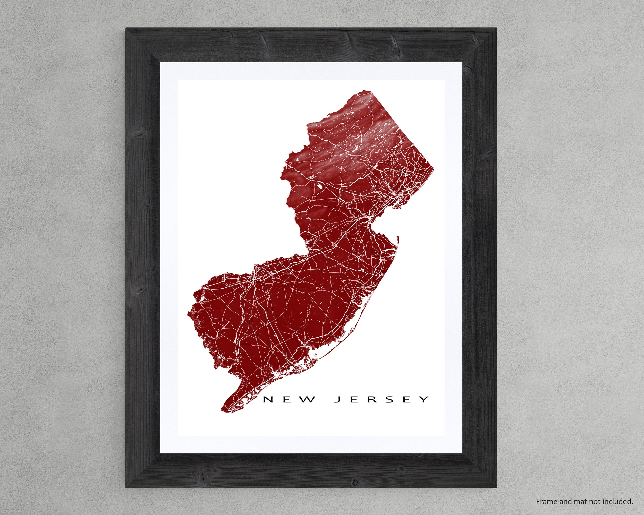 New Jersey Map Print New Jersey State Outline NJ Map Art | Etsy