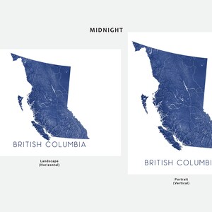 British Columbia Map Poster or BC Art Print With Topographic 3D ...