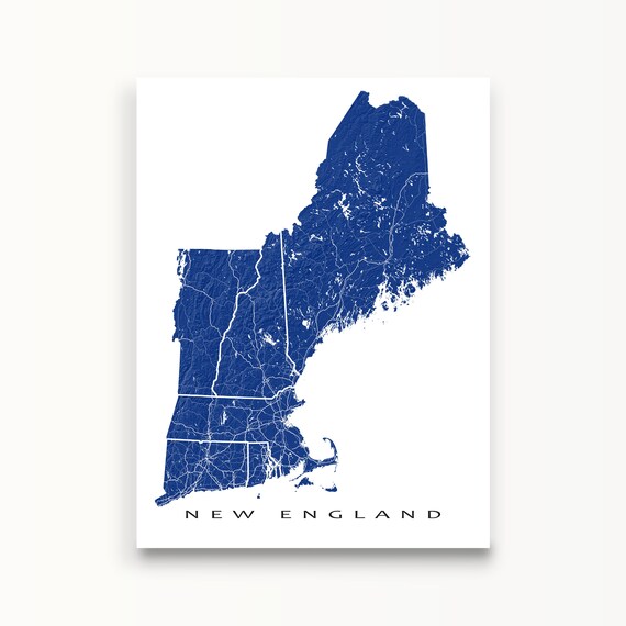 New England Landscape Wall Art and State Map with Connecticut | Etsy