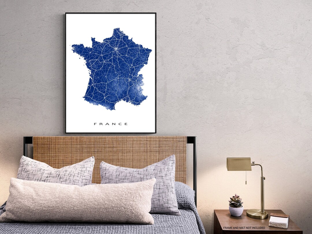 France Map Art, France Print, Europe Country Maps, Paris, Topographic ...