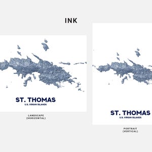 St Thomas Map of Saint Thomas US Virgin Island Wall Art Print Poster ...