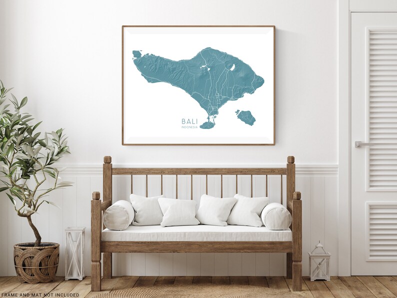 Bali Map Print Poster, 3D Topographic Landscape Bali Maps Indonesia ...
